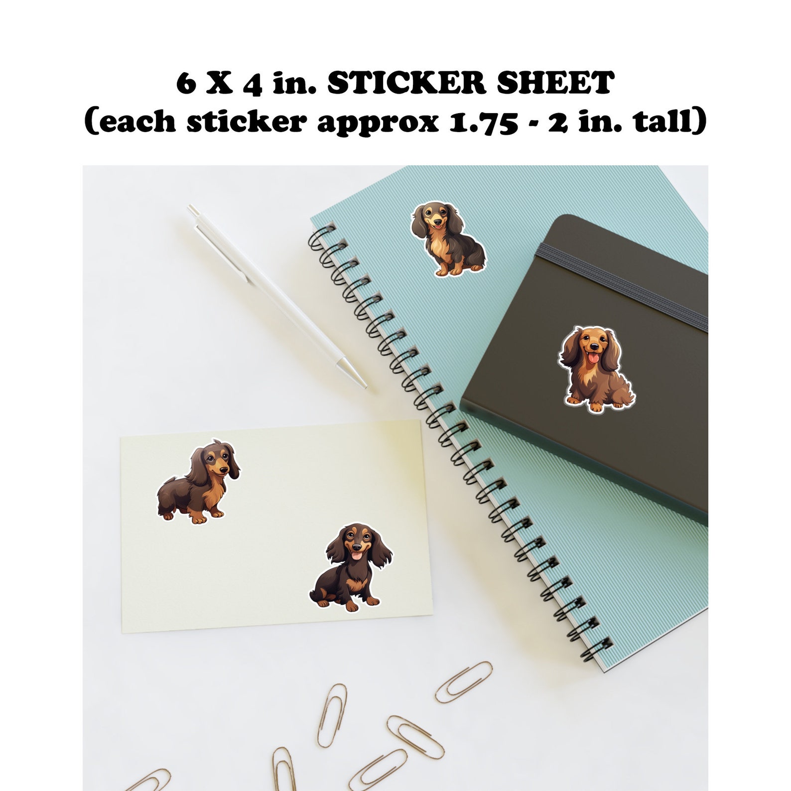 Long Haired Dachshund Sticker Sheets, Weiner Dog Stickers - Etsy