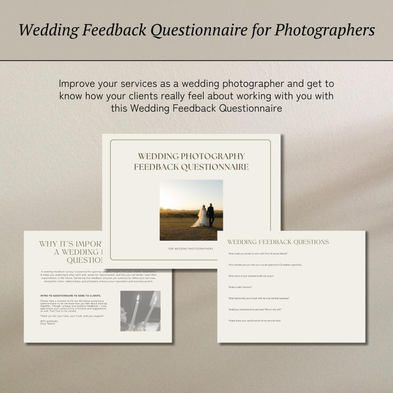 Wedding Photography Client Feedback Questionnaire (copy & Paste) - Etsy