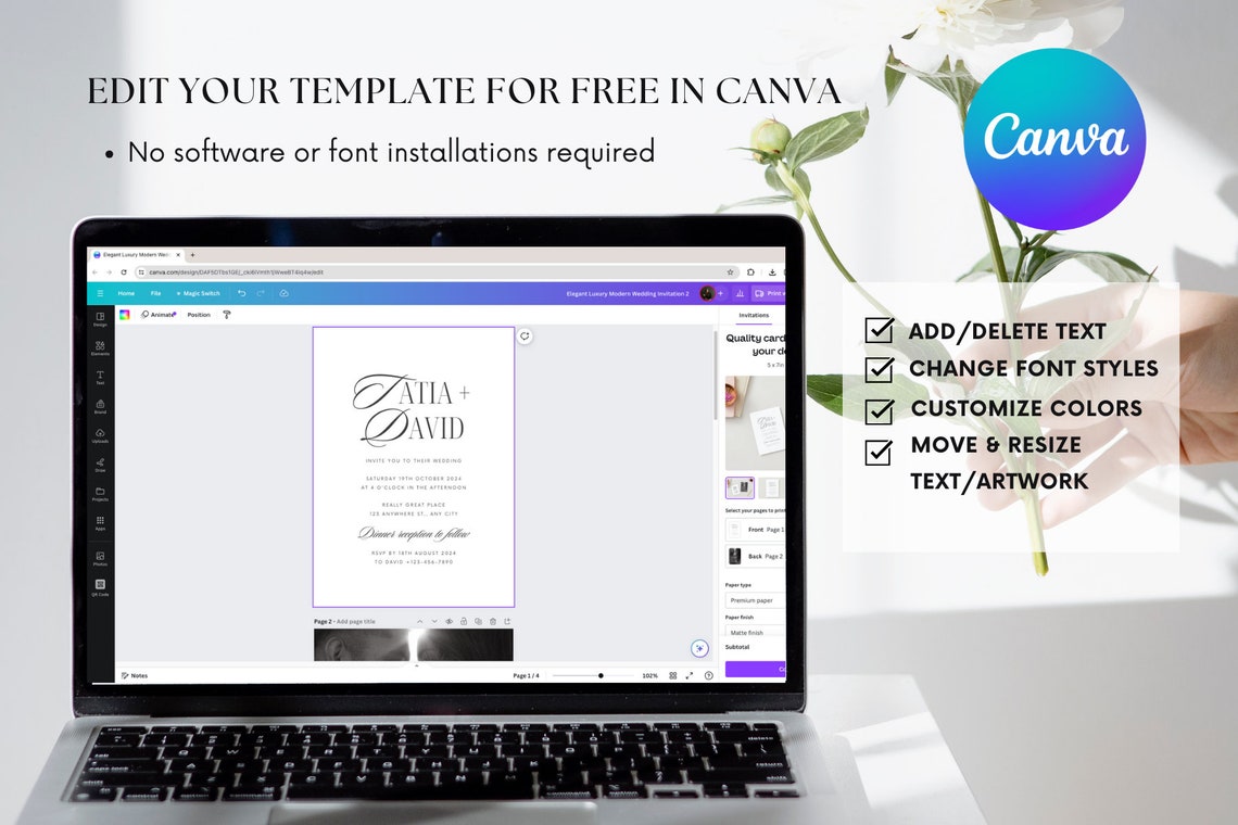 Wedding Invite Canva Template Download / Minimalist Wedding Invitation ...