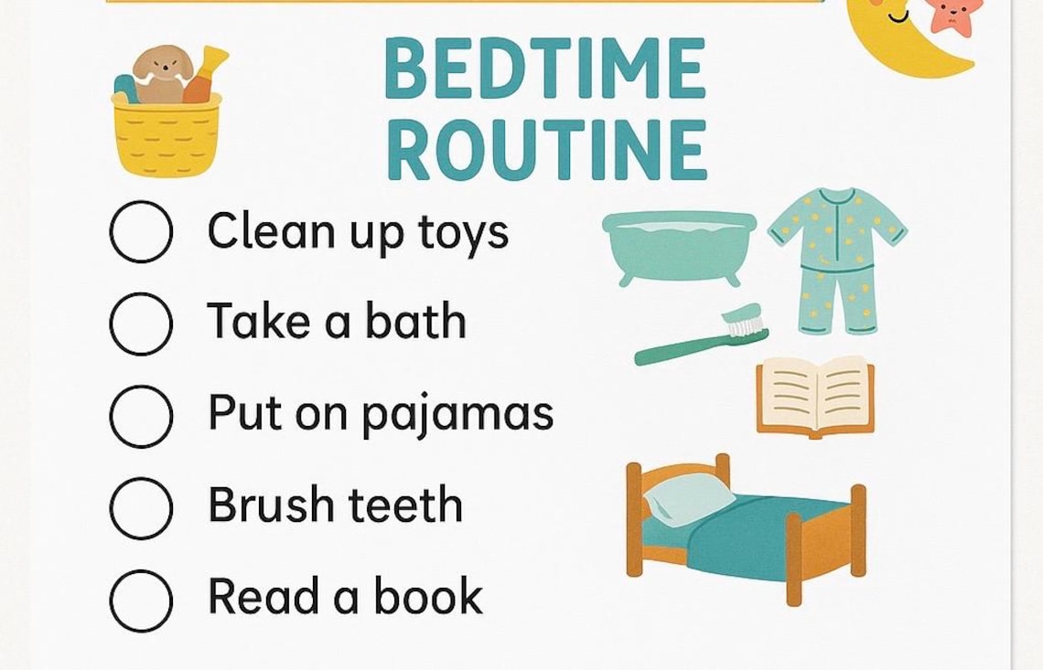 Printable Kids Routine Chart | Morning and Bedtime Schedule | Visual ...