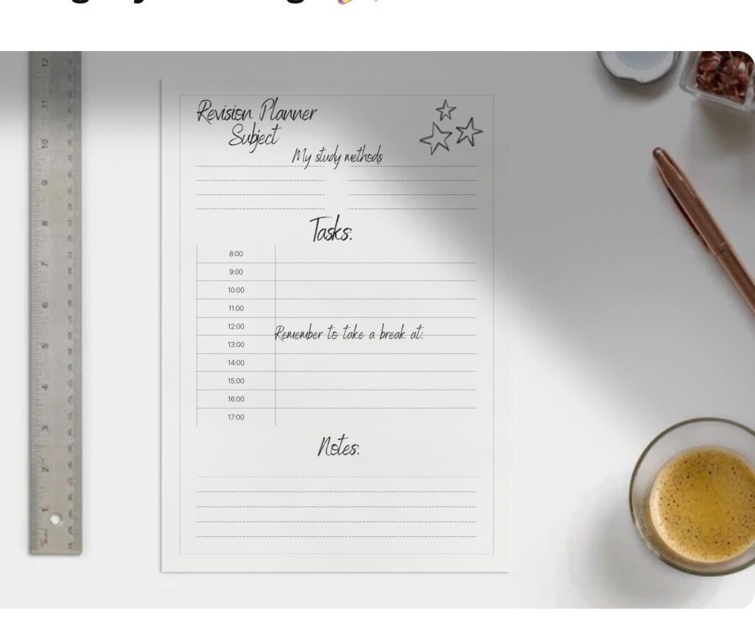 Revision Planner | Study Schedule One Page Template | Printable ...