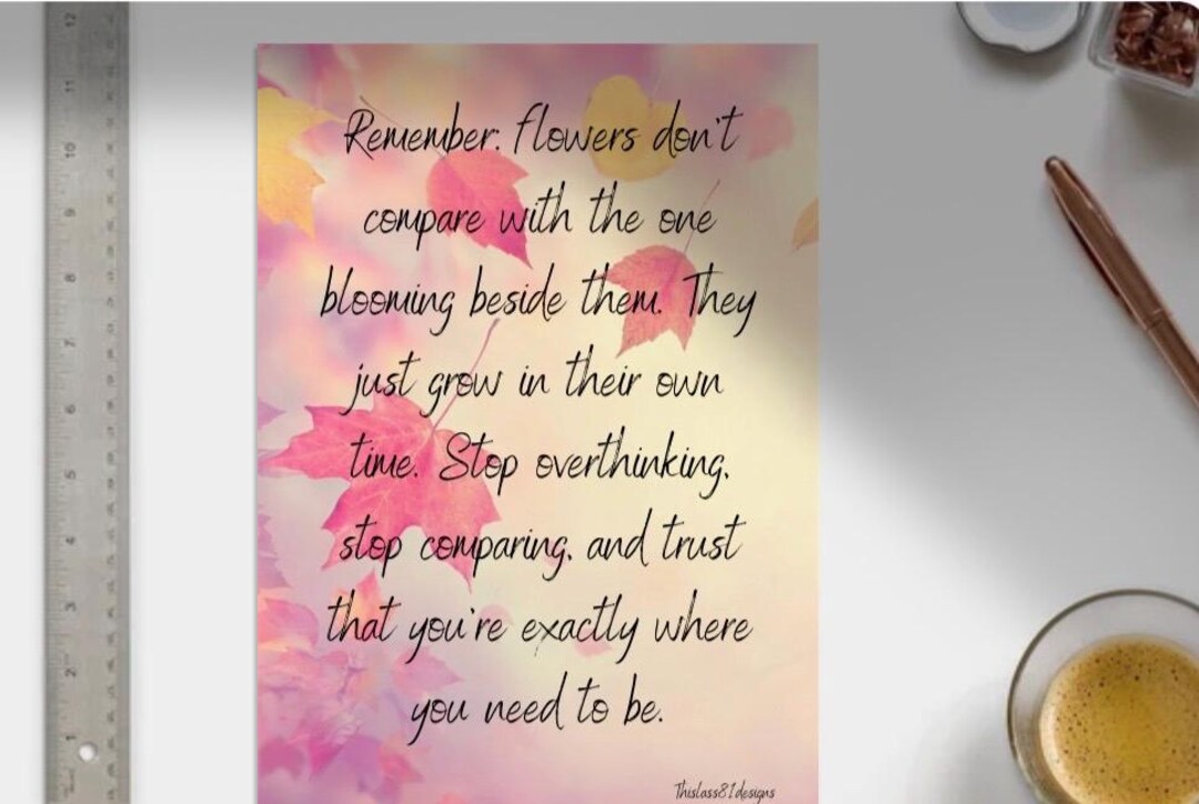 Floral Motivational Quote Wall Art Print | Inspirational Poster | Self ...