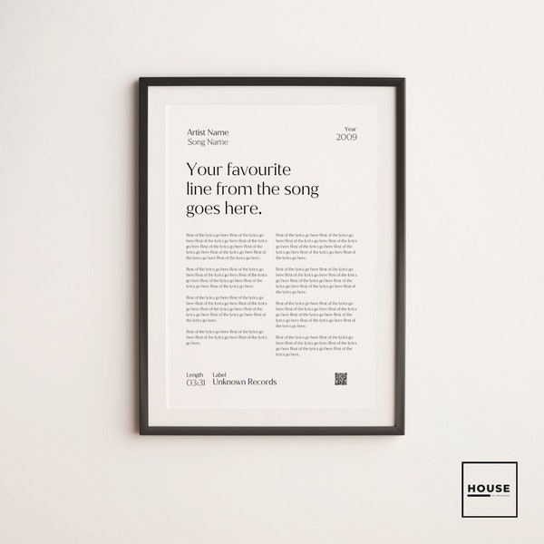 Lyric Poster - Etsy UK