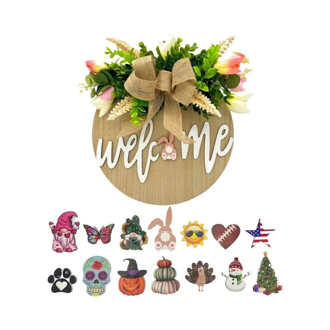 Lu Home Holiday Welcome Sign | Interchangeable Season Door Hanger Piece ...
