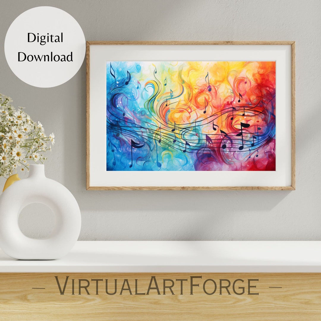 Watercolor Music Explosion, Watercolor Music Art, Musical Notes Wall ...