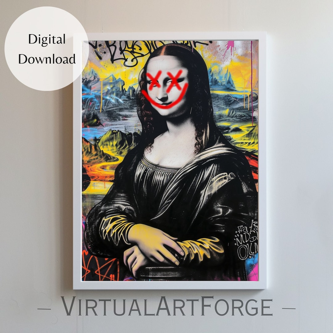 Mona Lisa Graffiti Print, Graffiti Print Digital, Street Wall Art, Mona ...
