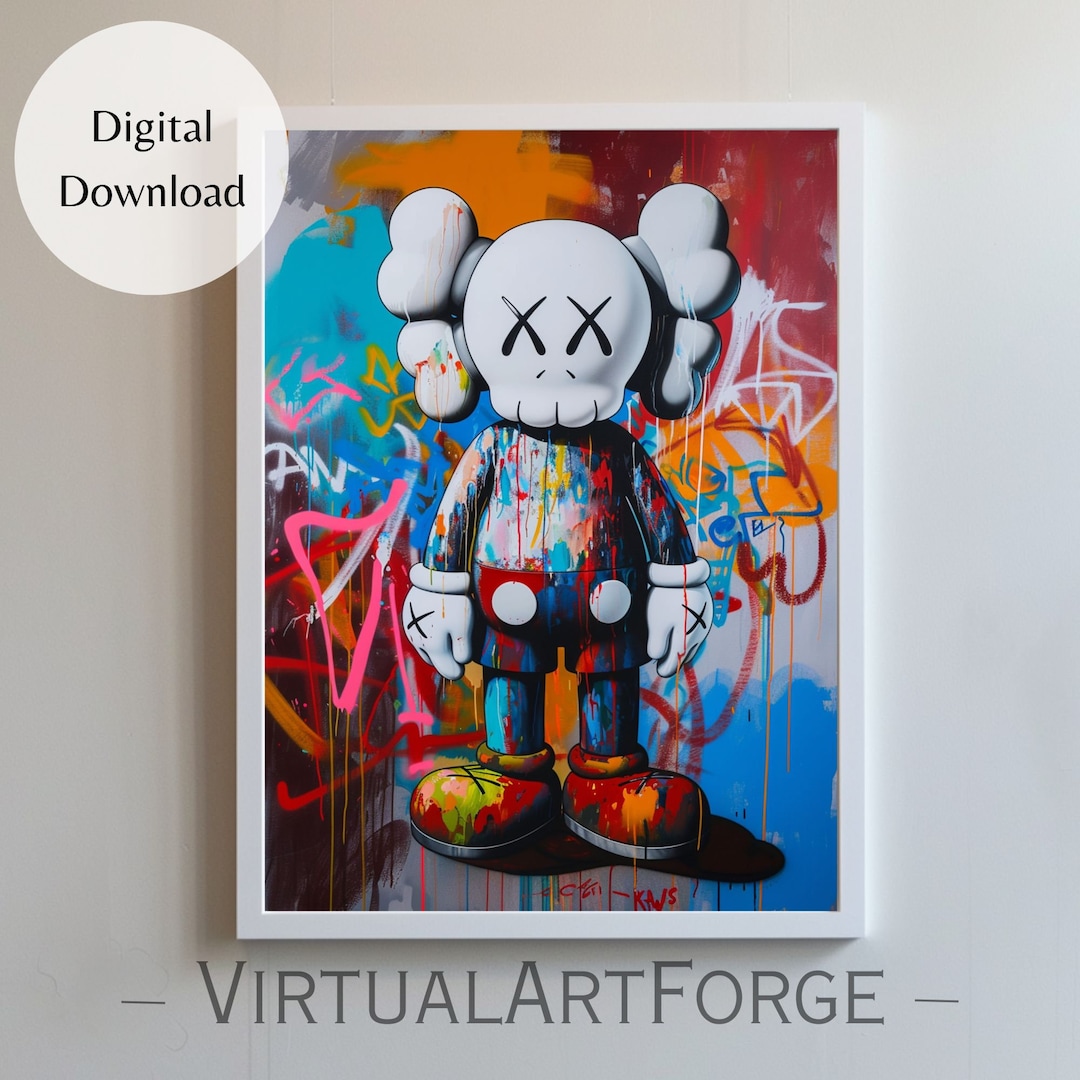 KAWS Graffiti Print, Graffiti Print Digital, Street Wall Art, KAWS ...
