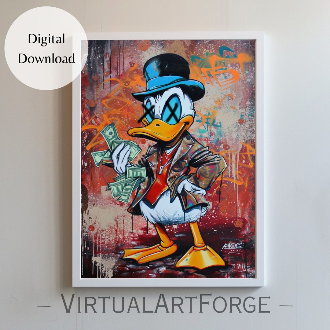 Donald Duck Graffiti Print, Graffiti Print Digital, Street Wall Art ...
