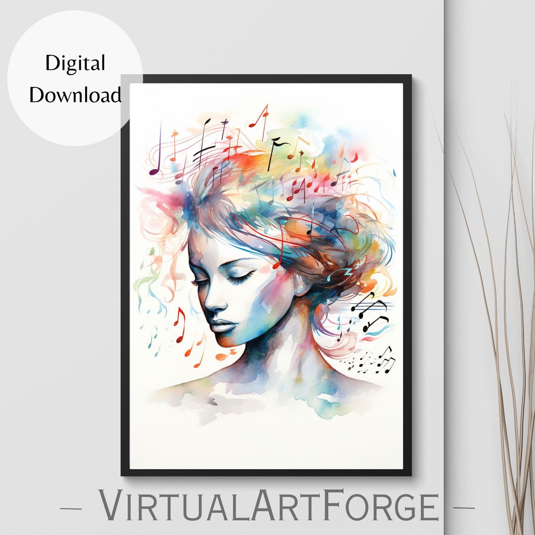 Music in My Head, Abstract Watercolor Music Art, Musical Notes Wall Art ...