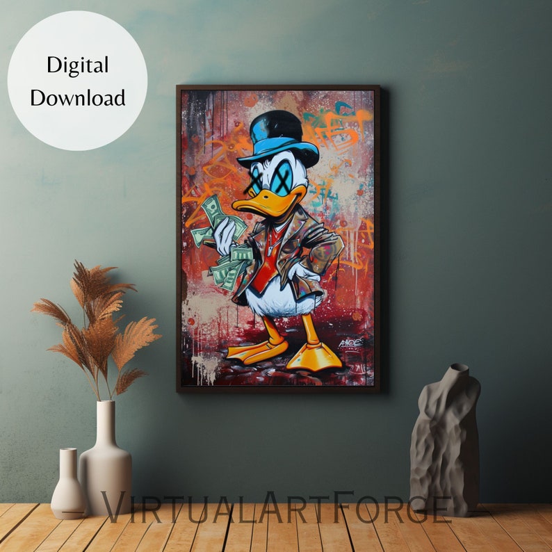 Donald Duck Graffiti Print, Graffiti Print Digital, Street Wall Art ...