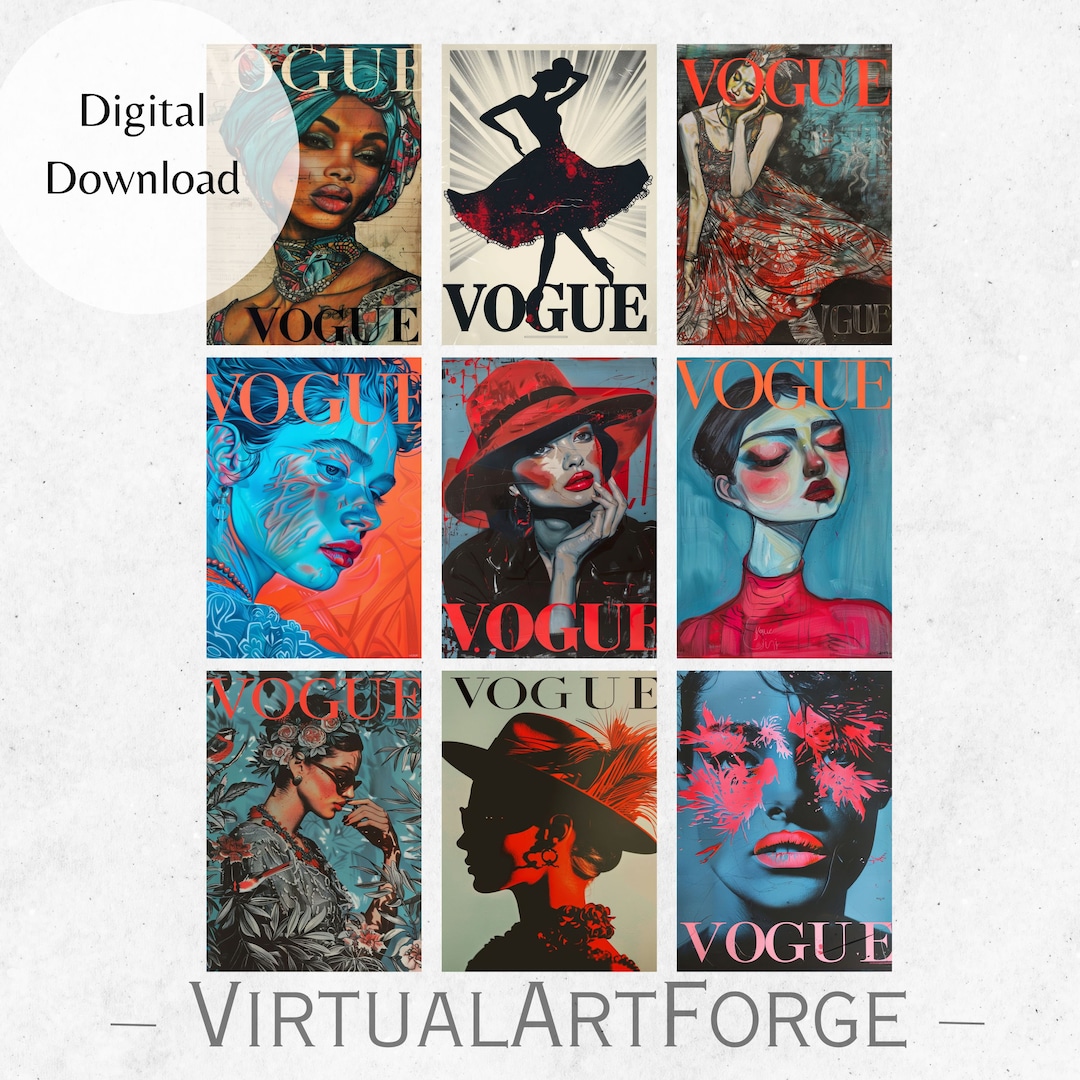 Set of 9 Vogue Fashion Magazine Covers, Vogue Prints, Fashion Magazine ...