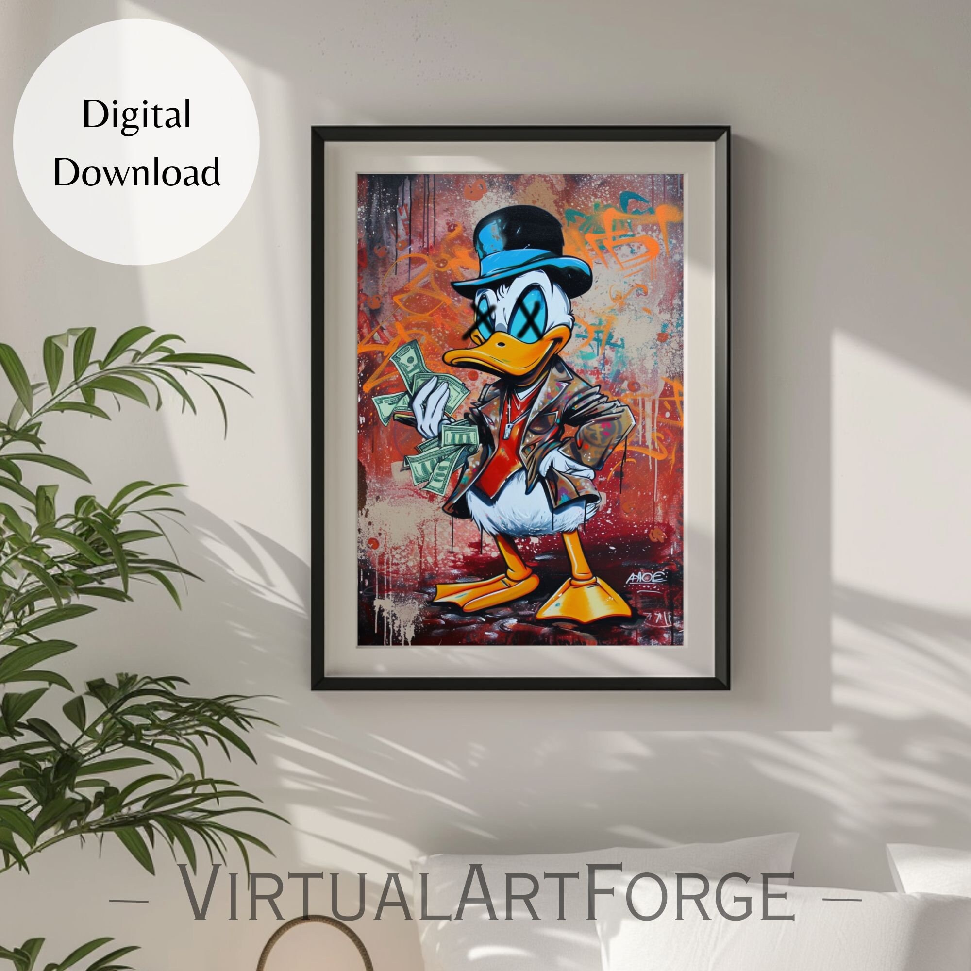 Donald Duck Graffiti Print, Graffiti Print Digital, Street Wall Art ...