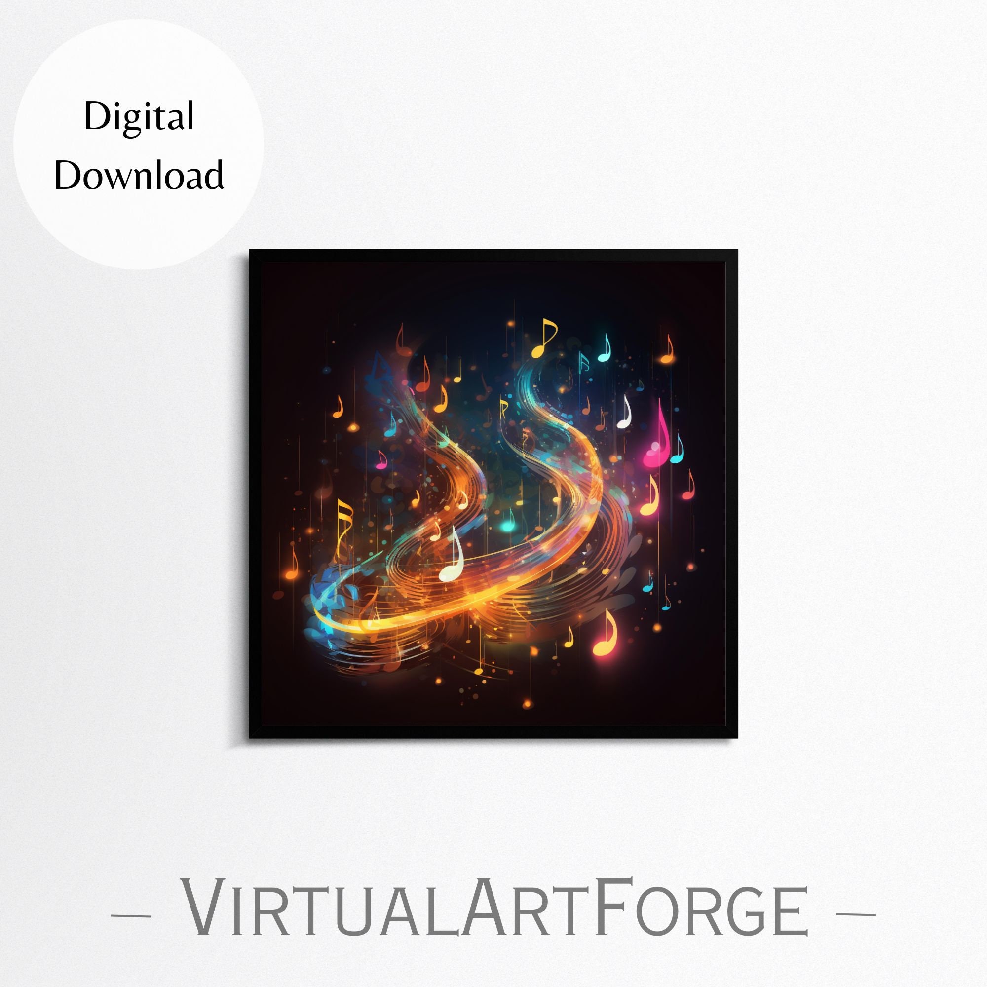 Glowing Music Art, Musical Notes Wall Art, Musician Art, Vibrant Music ...