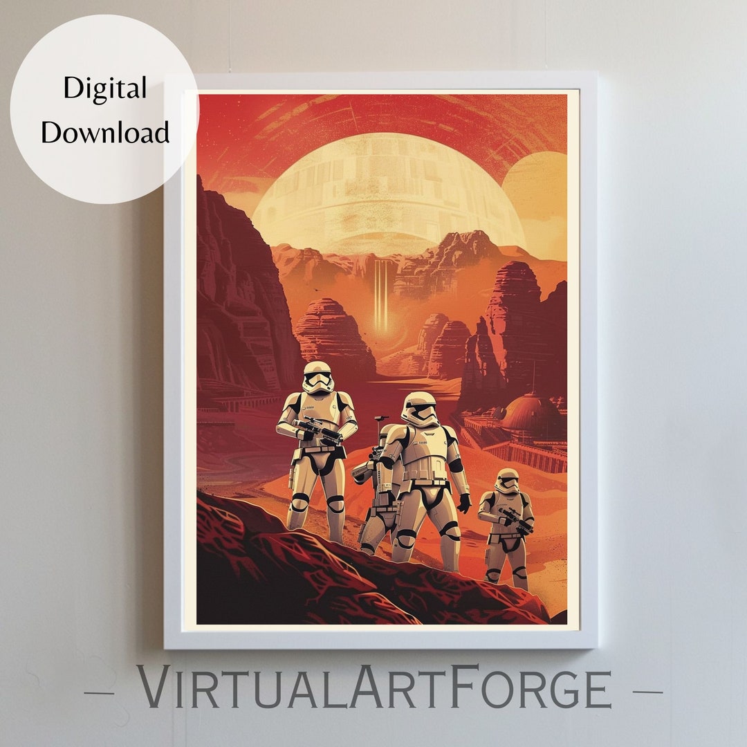 Stormtrooper Squad on Geonosis, Star Wars Retro Print, Stormtrooper ...