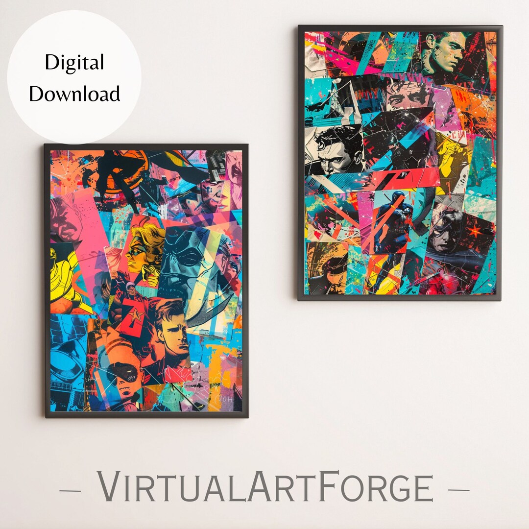 Retro Pop Art Bundle, Comic Snippets Print, Colorful Pop Art Prints ...