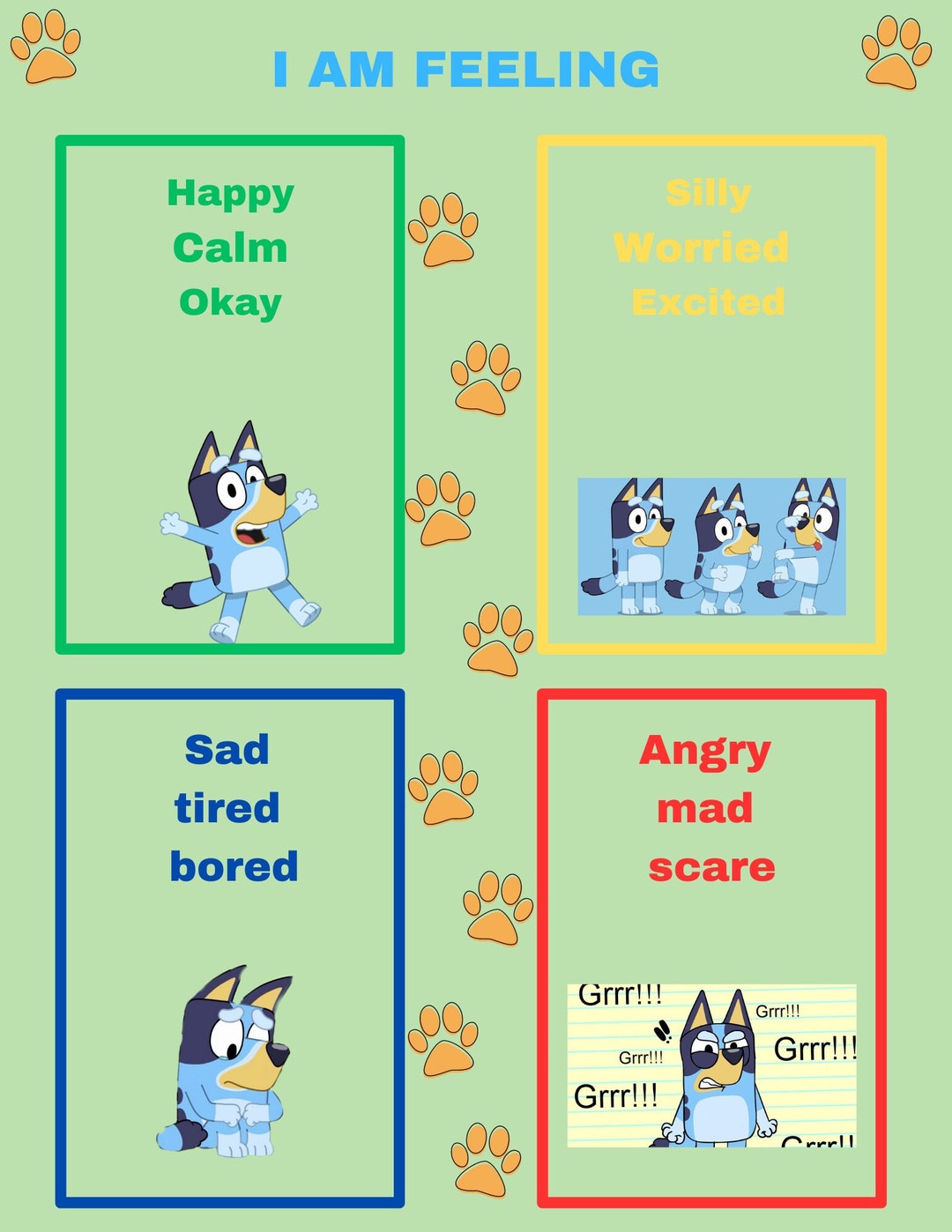 Bluey Zones of Regulation, Autism, Emotions - Etsy