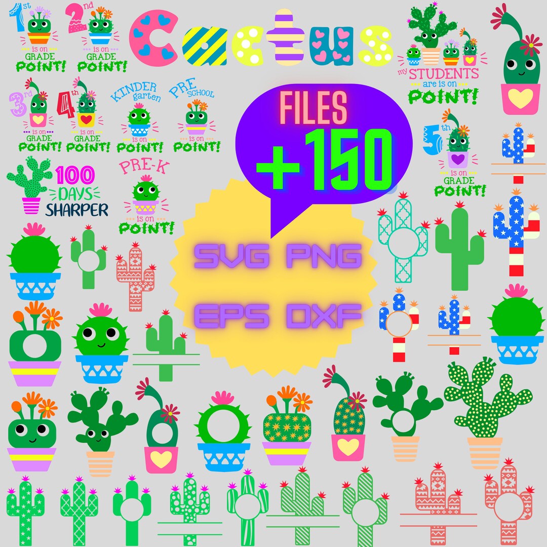 100FILES Cactus SVG Bundle Cactus Flower SVG File Succulent Png for ...