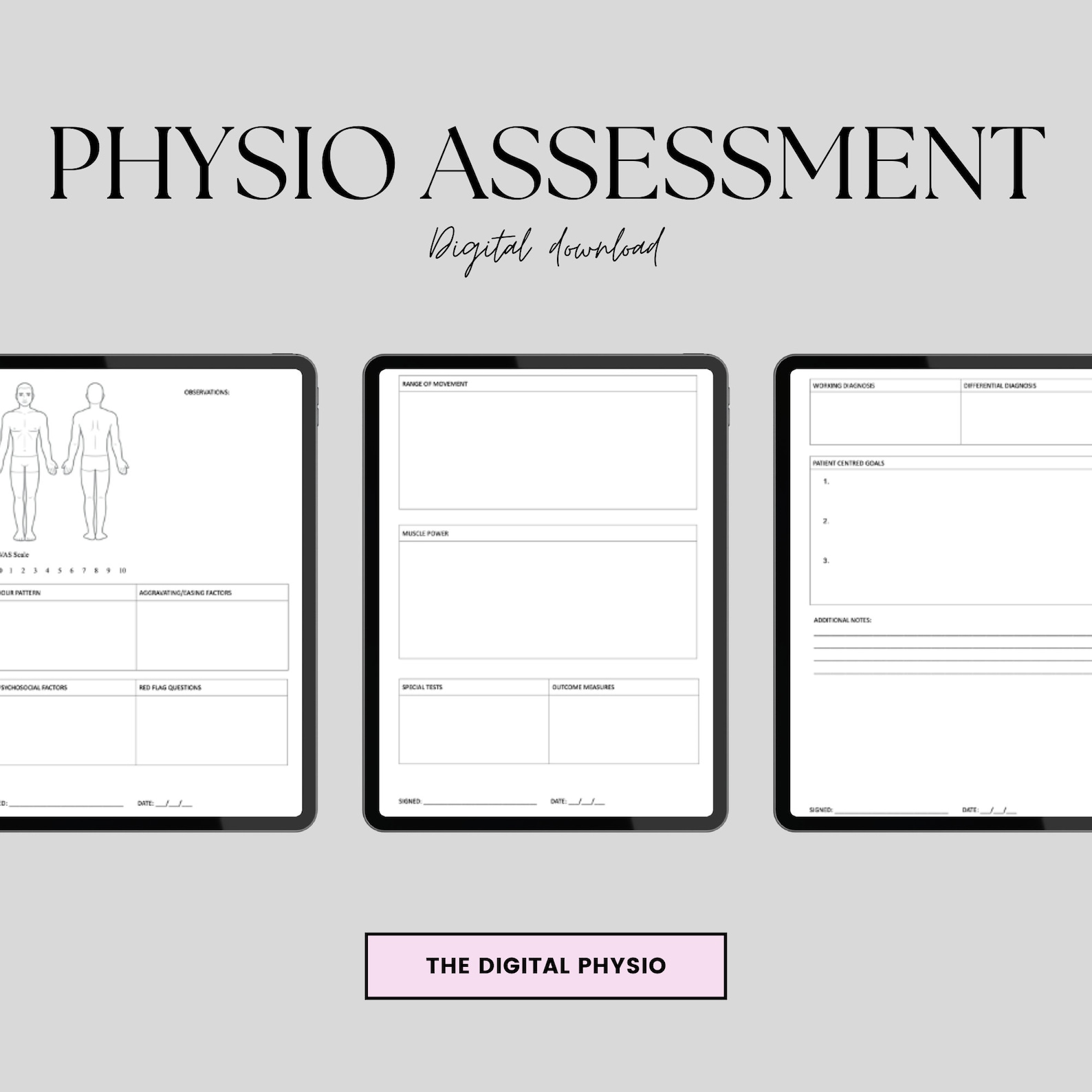 PHYSIO ASSESSMENT TEMPLATE - Digital Template Download for ...