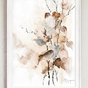 Watercolor Painting. WINTER BLOSSOM LANDSCAPE Original Watercolor ...