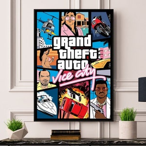 Grand Theft Auto Vice City Framed/unframed A5 A4 A3 A2 A1 Poster Best ...