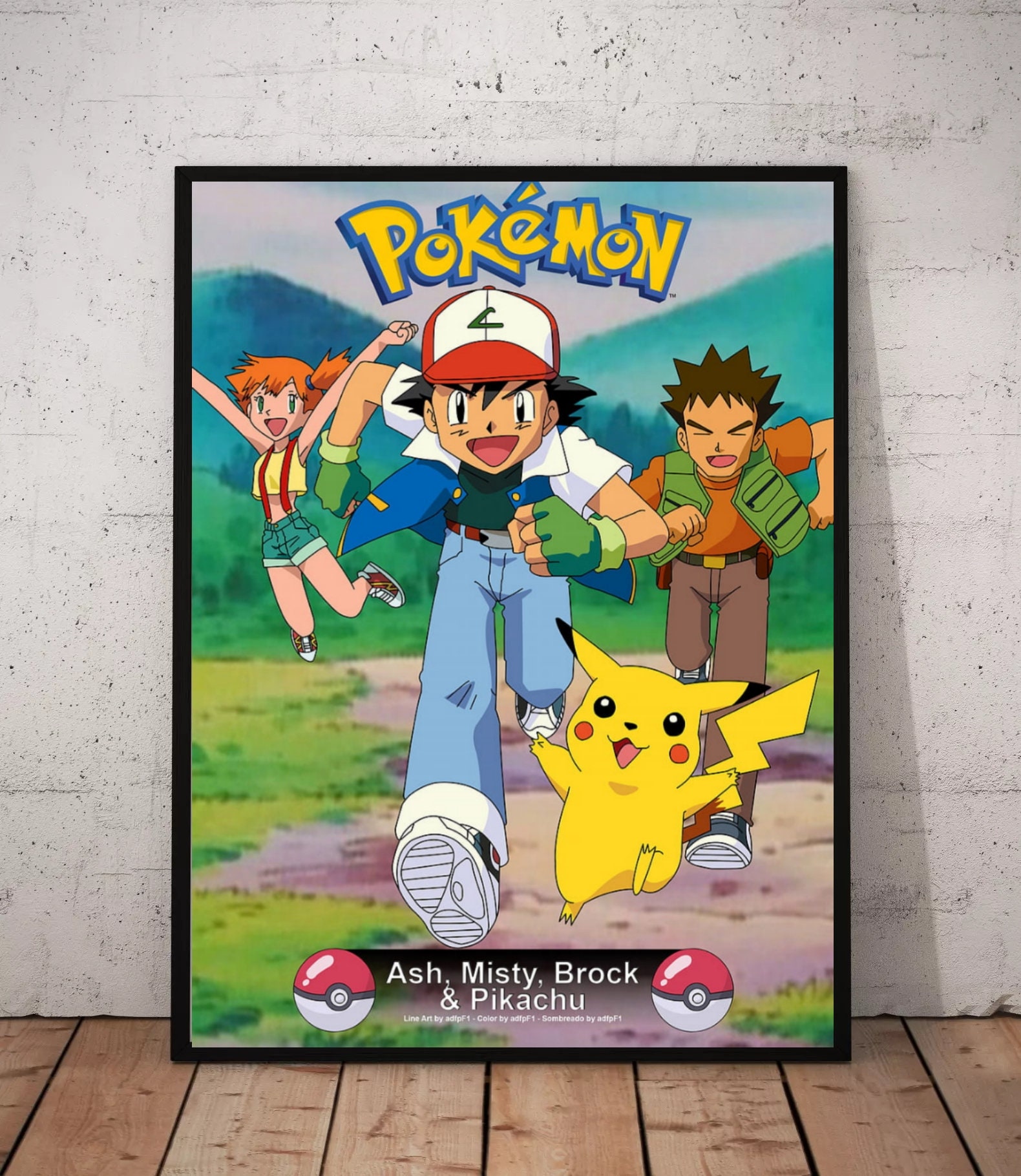 Pokémon Ash Misty Brock & Pikachu Framed/unframed A5 A4 A3 A2 - Etsy