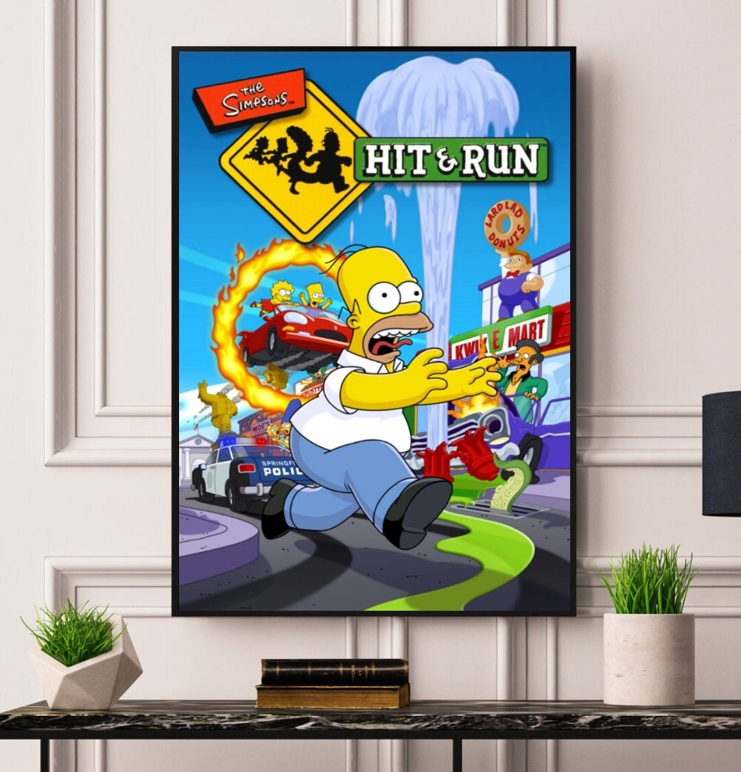 Simpsons Hit & Run Framed/unframed A5 A4 A3 A2 A1 Poster Best Print ...