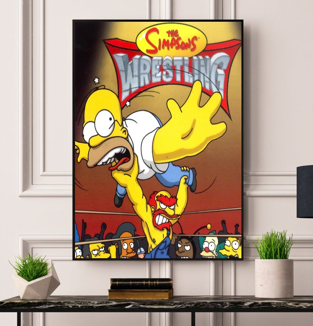 Simpsons Wrestling Framed/unframed A5 A4 A3 A2 A1 Poster Best Print ...