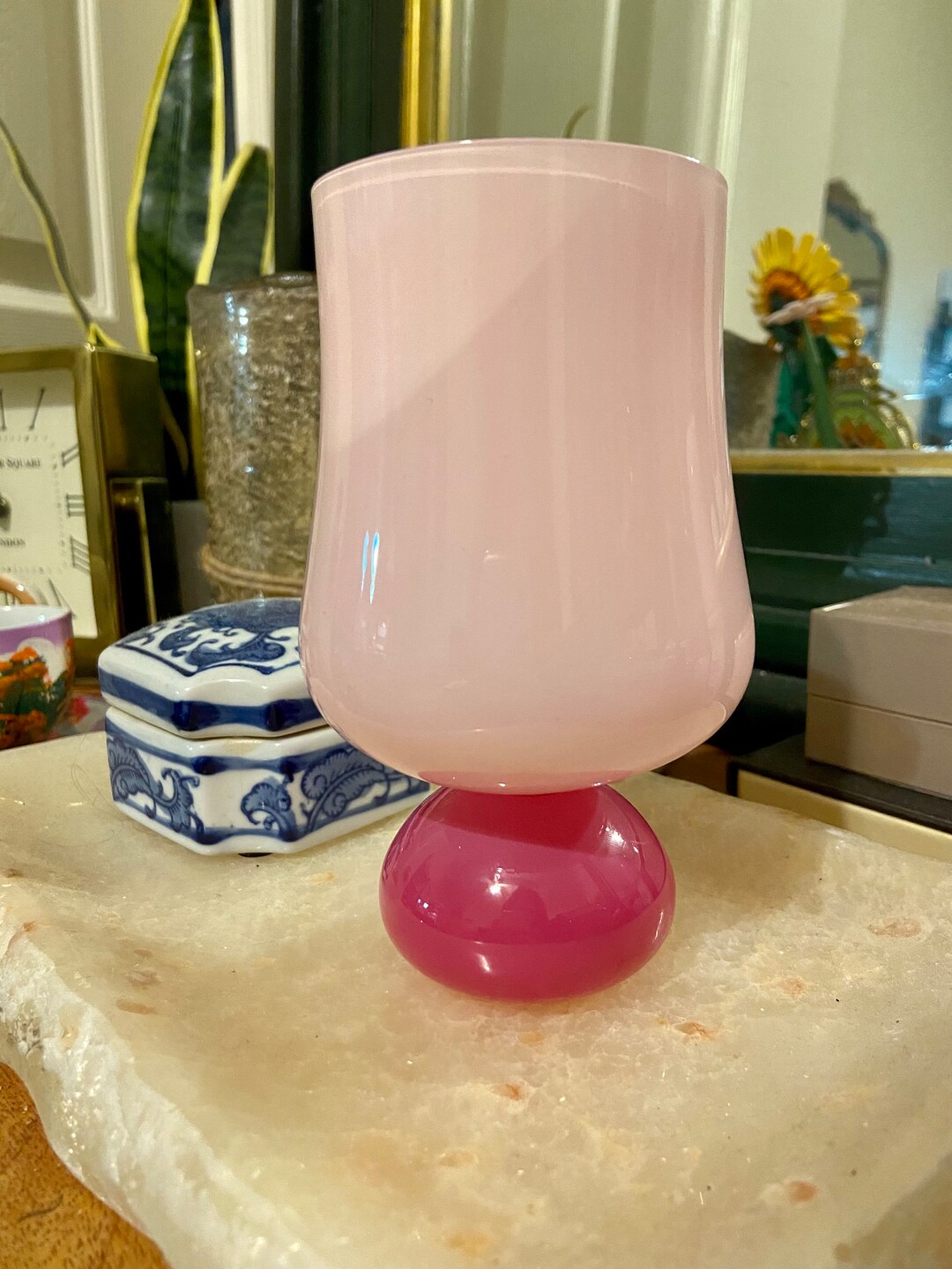 Pink Water Glass, Two Toned Glass Cup, Vintage Design Glass Girly Glass ...