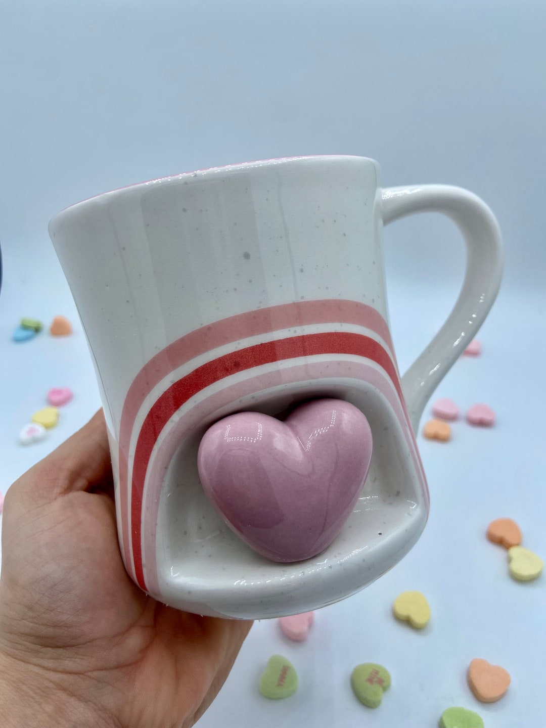 3D Heart Valentines Mug, Coffee Mug , Cute Heart Shape Mug, Valentines ...