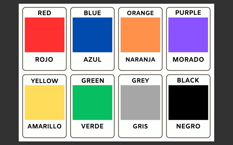 Color Flash Cards/bilingual Color Flash Cards - Etsy