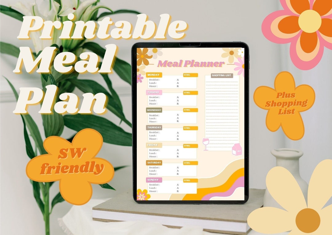 Meal Planner Printable | SW Friendly, Daily Food Journal, Grocery List ...