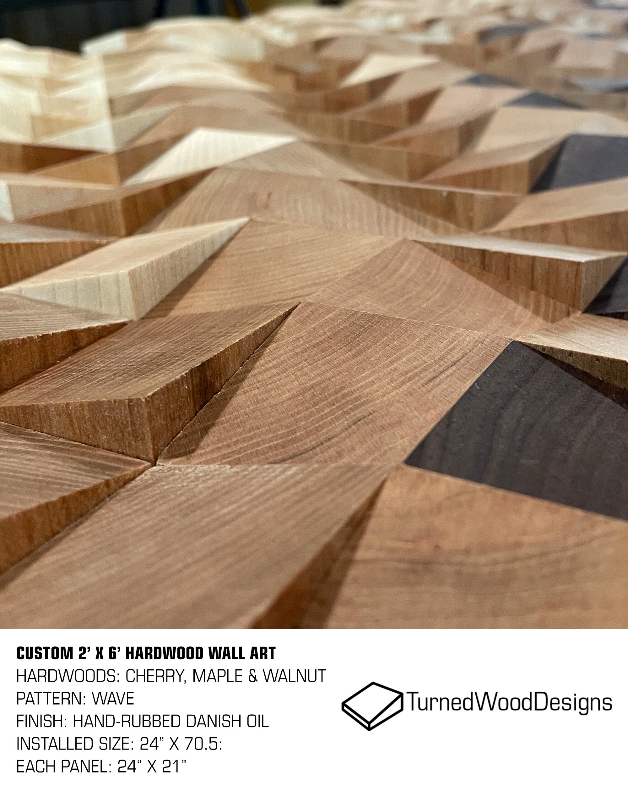 Ombre 3D Geometric Hardwood Wall Art in Wave Pattern Solid - Etsy