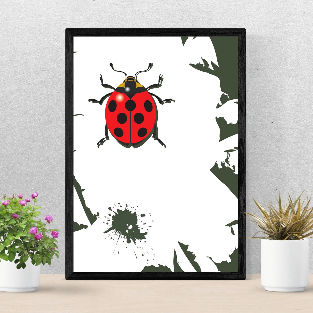 Ladybug Art, Ladybug Print, Ladybug Painting, Ladybug Artwork, Insect ...