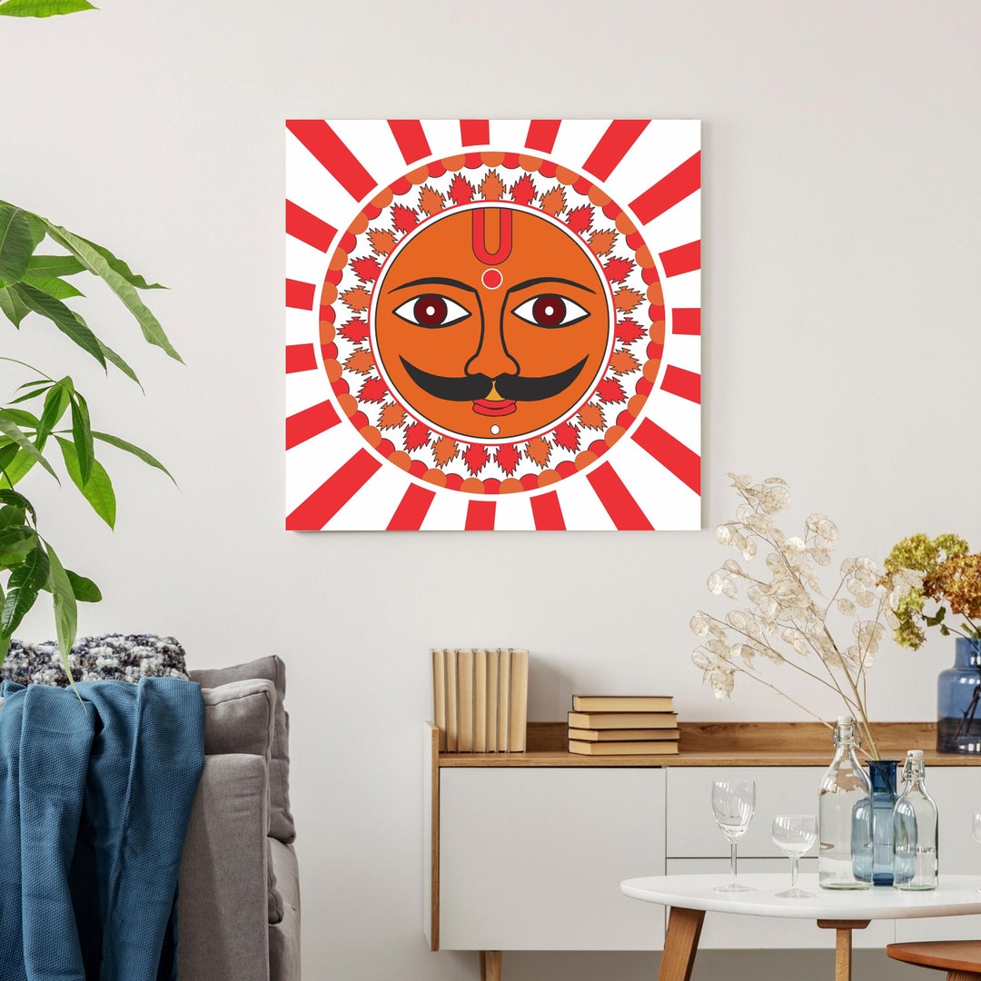The Sun God Art Print, Surya Bhagwan Art, Indian Traditional Squre ...
