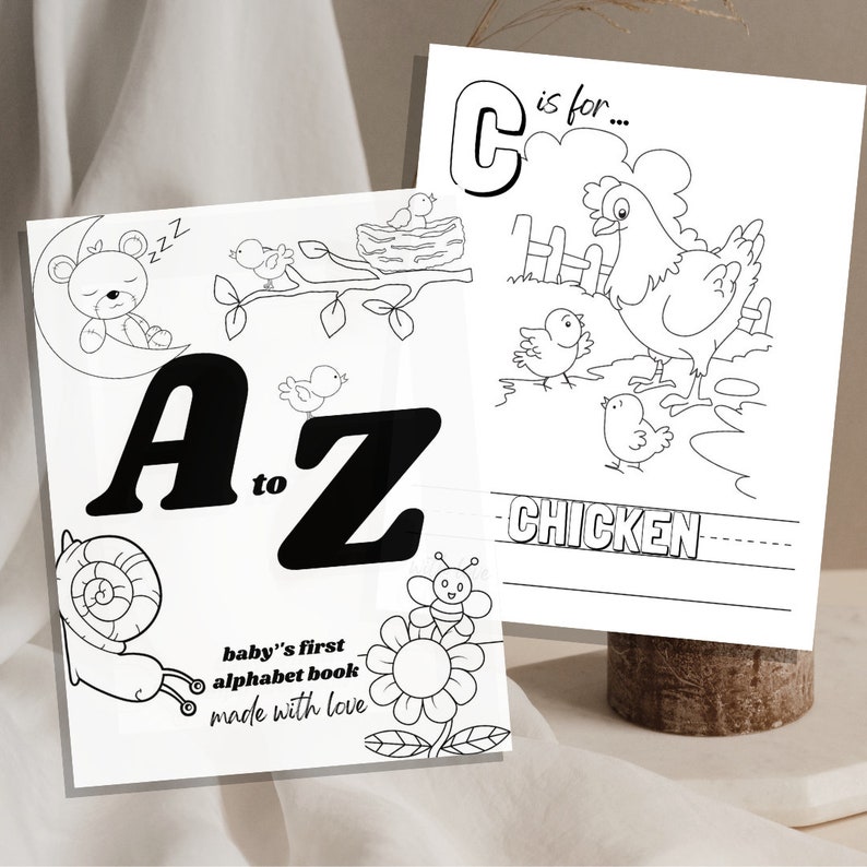 Baby's First ABC Book, Baby Shower Alphabet Book, Baby Shower Coloring ...