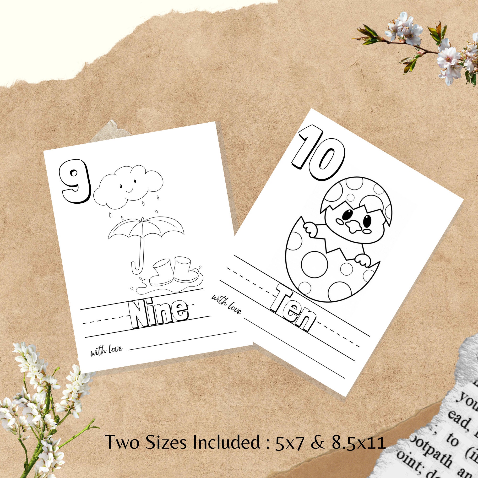 ABC and 123 Baby Shower Coloring Book, Alphabet and Numbers Coloring ...