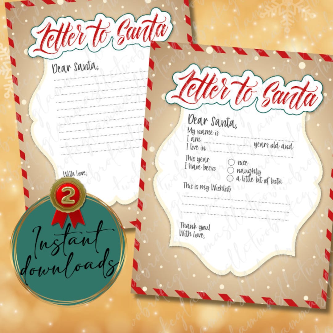 Letter to Santa for Kid Printable Dear Santa Letter Template Christmas ...