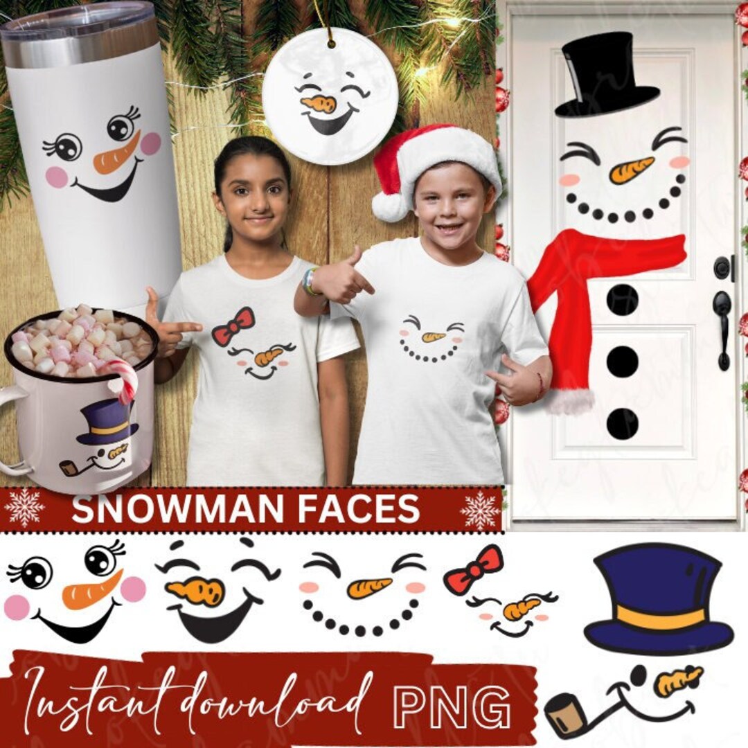 Snowman Face Png, Winter Clipart, Cute Snowman Png, Holiday Bundle ...