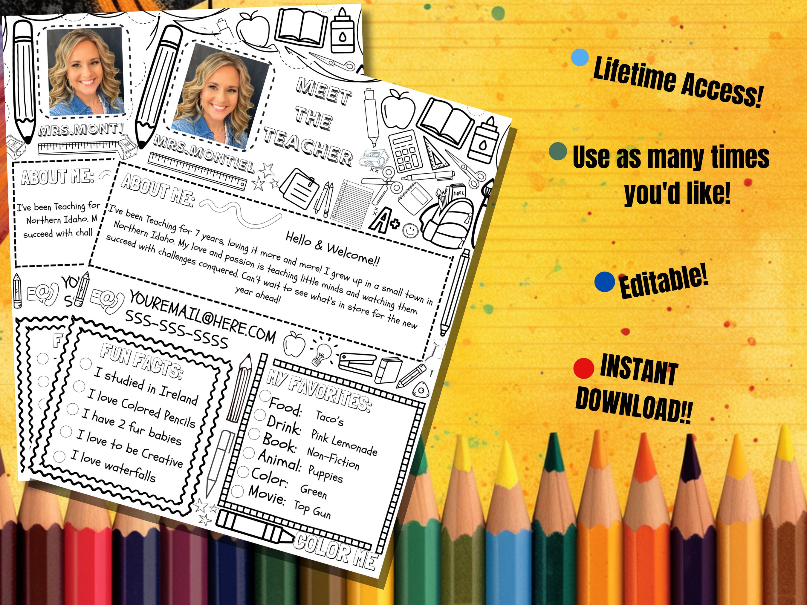 Meet the Teacher Template, Editable Teacher Printable, Open House ...