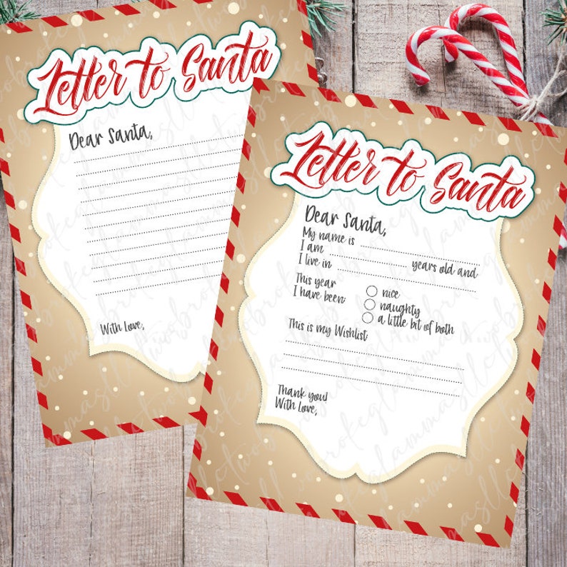 Letter to Santa for Kid Printable Dear Santa Letter Template Christmas ...