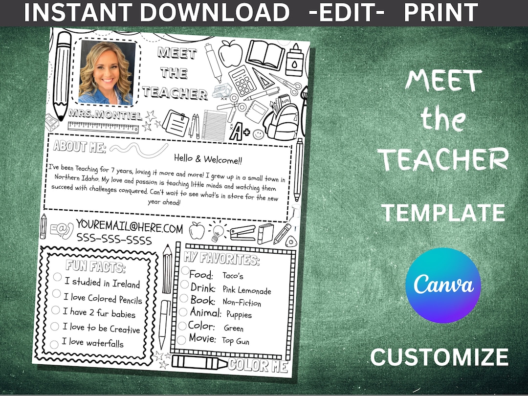 Meet the Teacher Template, Editable Teacher Printable, Open House ...