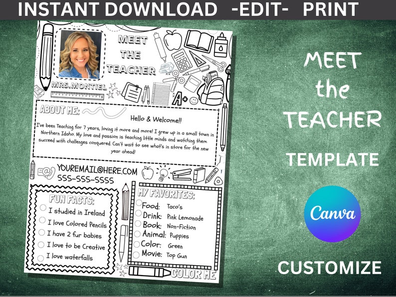Meet the Teacher Template, Editable Teacher Printable, Open House ...