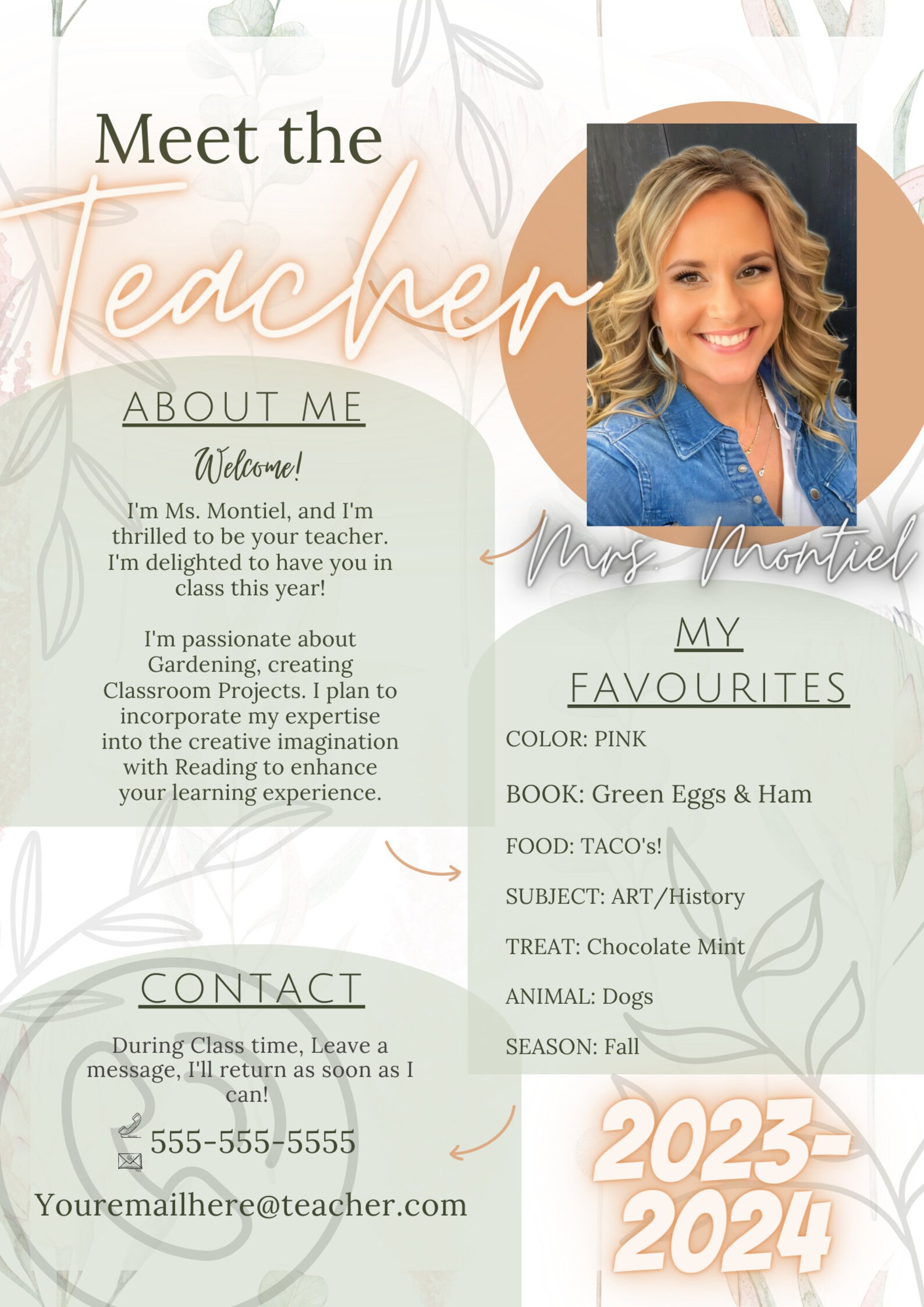 Meet the Teacher Template, Editable Teacher Printable, Boho Meet the ...