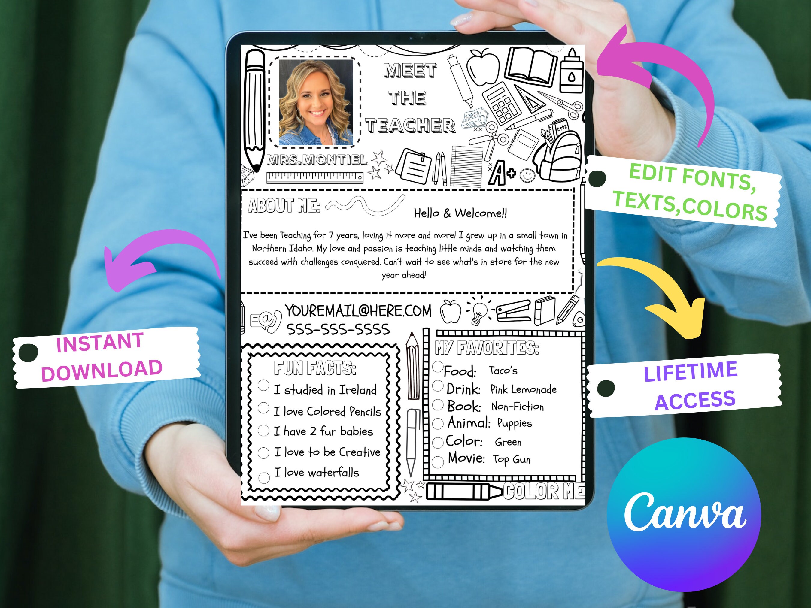 Meet the Teacher Template, Editable Teacher Printable, Open House ...