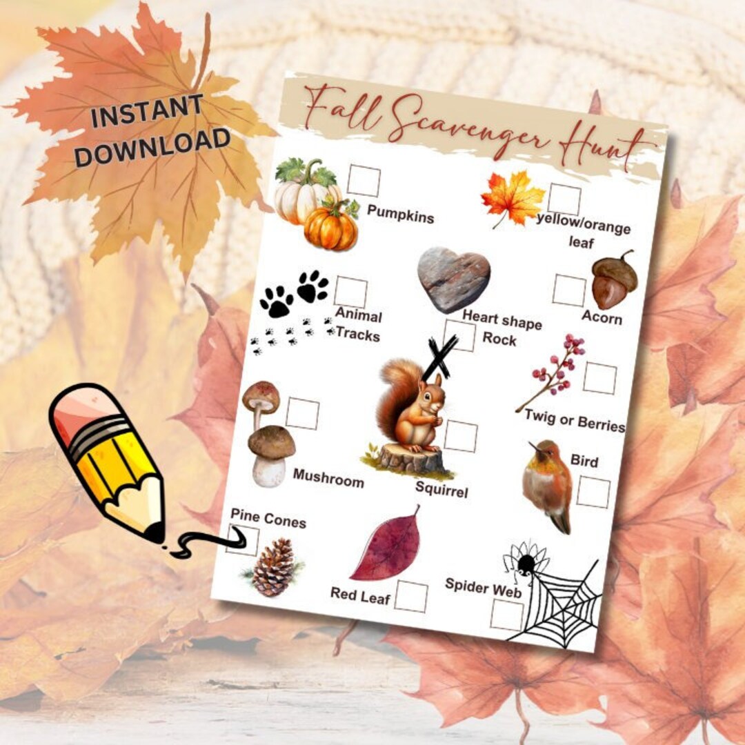 Fall Scavenger Hunt, Activity for Kids, Treasure Hunt, at Home ...