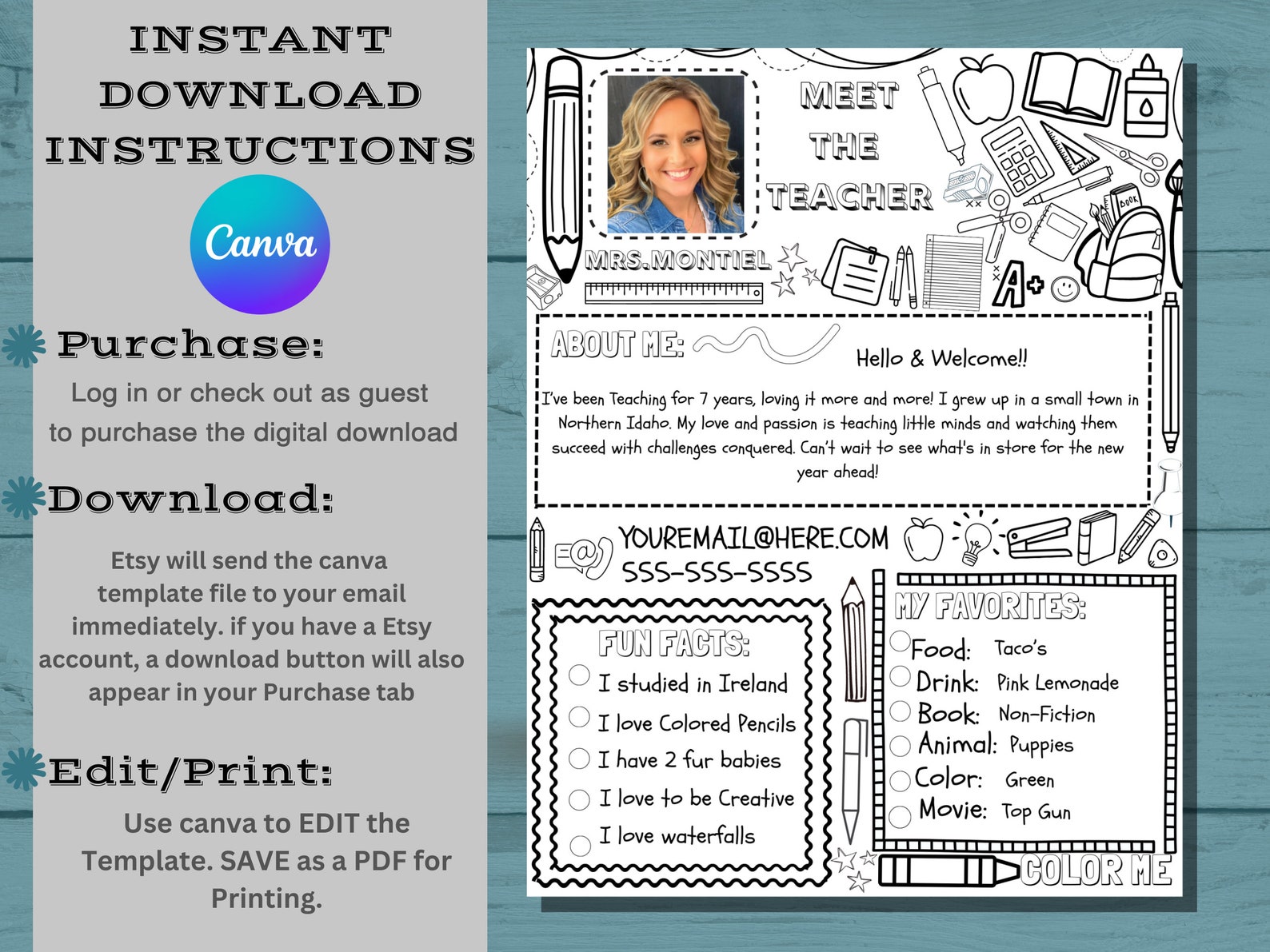 Meet the Teacher Template, Editable Teacher Printable, Open House ...