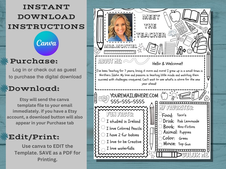 Meet the Teacher Template, Editable Teacher Printable, Open House ...