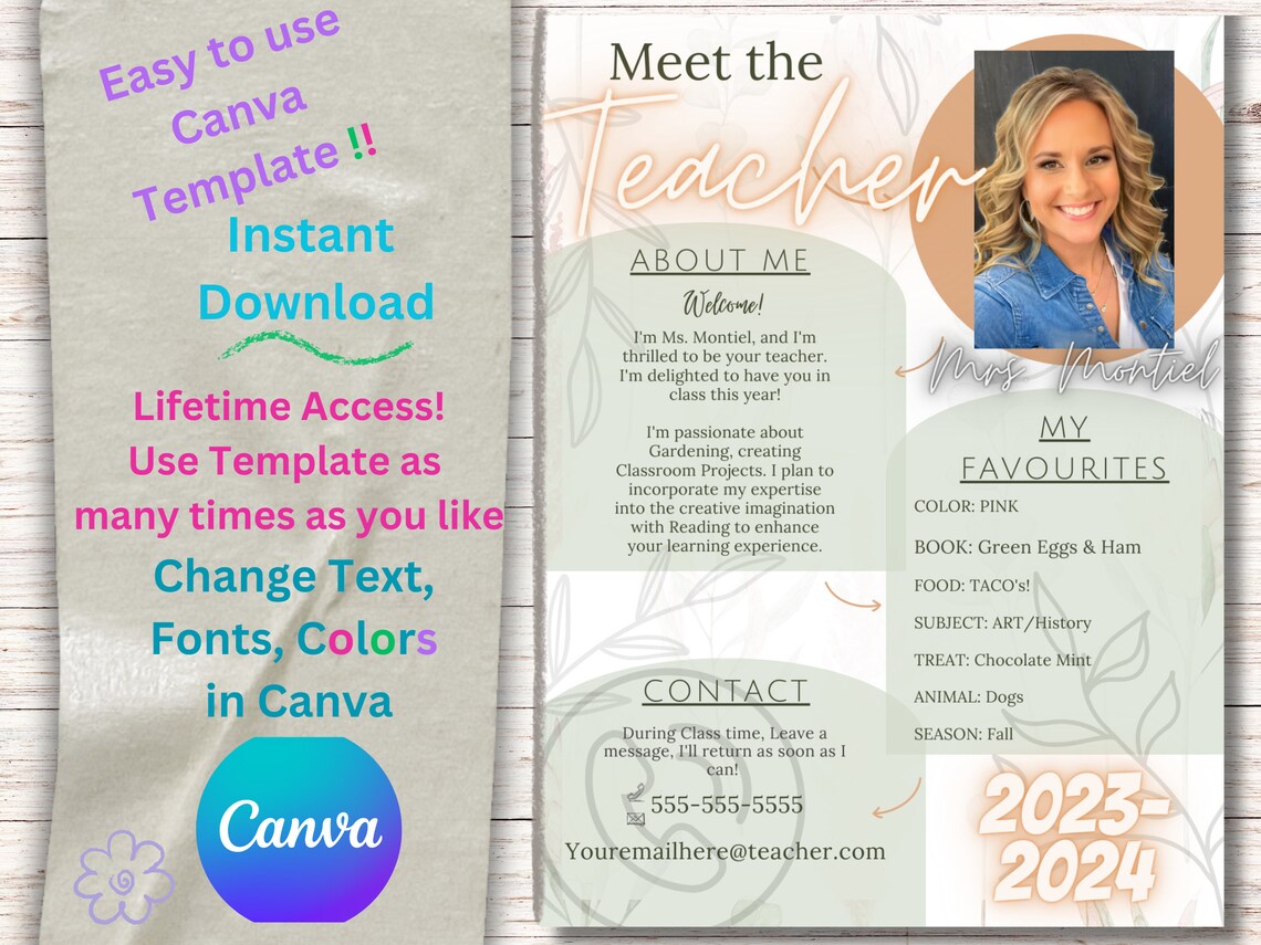 Meet the Teacher Template, Editable Teacher Printable, Boho Meet the ...