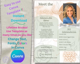 Meet the Teacher Template, Editable Teacher Printable, Boho Meet the ...