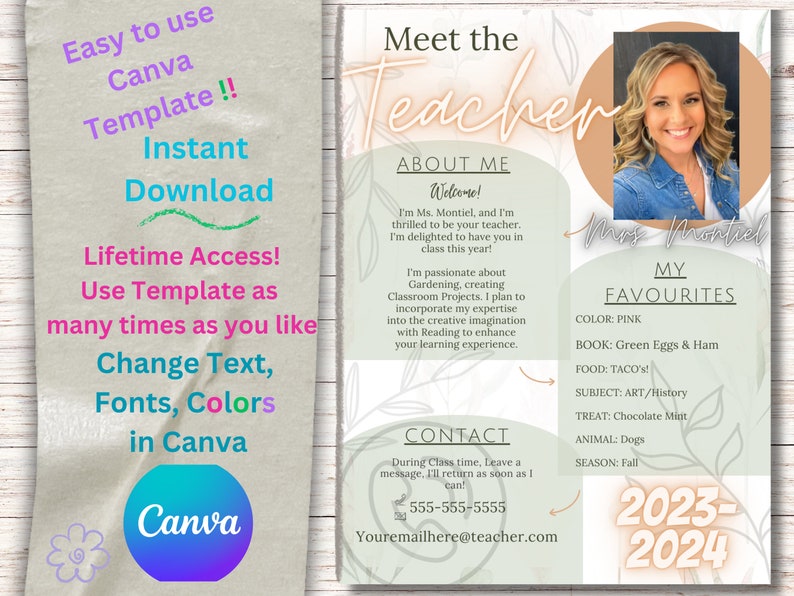 Meet the Teacher Template, Editable Teacher Printable, Boho Meet the ...